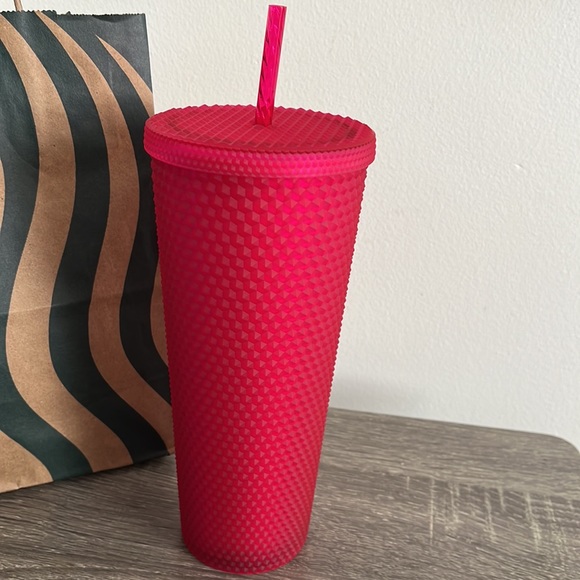 Starbucks | Dining | Starbucks Ruby Pink Studded Soft Touch Venti Cold ...